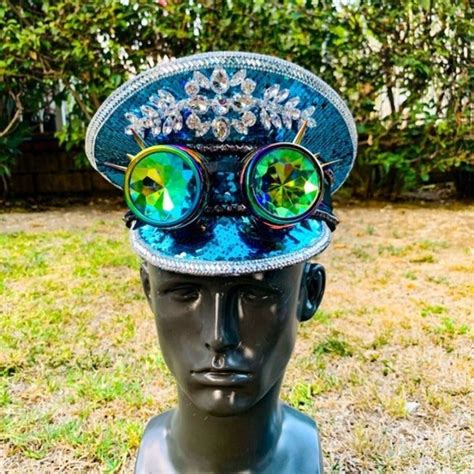 Unimasquerade Other Blue Steampunk Burning Man Captain Hat With