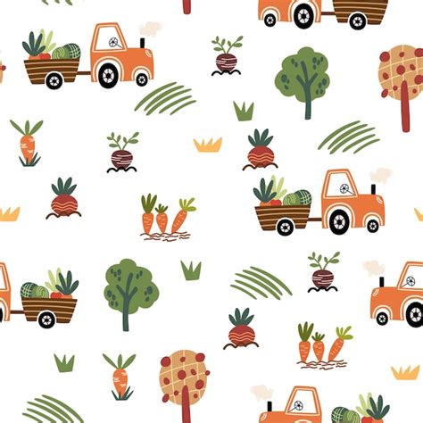 Premium Vector Tractor Pattern