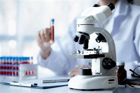 Premium Photo Microscope In Lab Of The Pharmaceutical Research Center