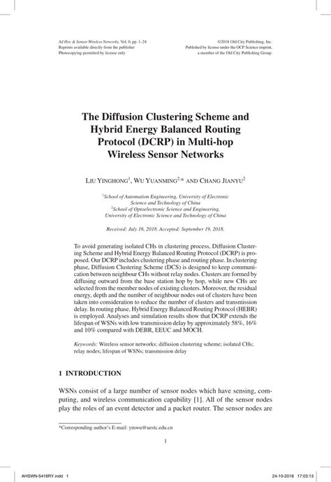 pdf the diffusion clustering scheme and hybrid energy balanced