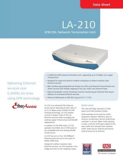 La 210 Ethernet First Mile Efm Comtec