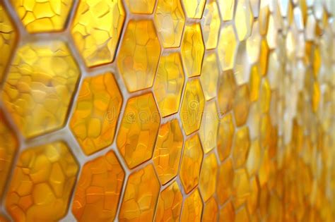 Honeycomb Structure A Close Up View Of Hexagonal Cells Golden Hues And Textured Surfaces