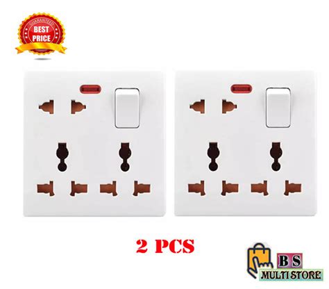2 Pcs 8 Pin Multi Gang Socket Double 3 Pin 1piece 2 Pin Multi Function Universal Wall Switch