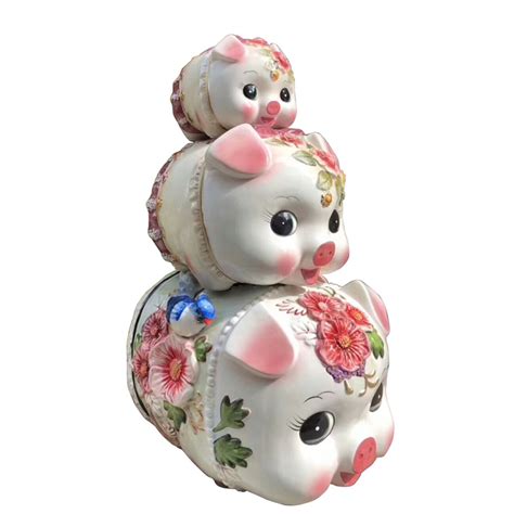 도자기 돼지저금통 꽃무늬 복덩이 저축 습관 단품 위시버킷