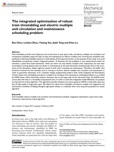 Pdf The Integrated Optimization Of Robust Train Timetabling And Electric Multiple Unit
