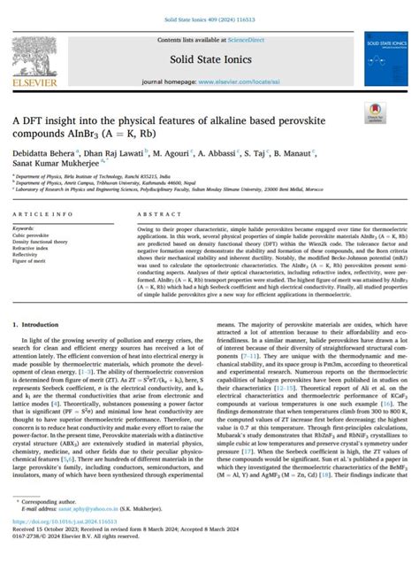 I Am Happy To Share Our Paper In The Journal Solid State Ionics