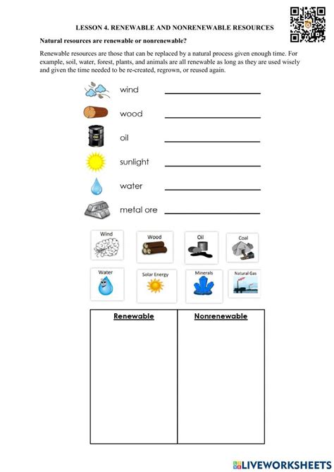 Lesson 4 Renewable And Nonrenewable Resources Worksheet Live Worksheets Library