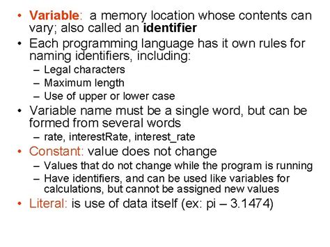Variable A Memory Location Whose Contents Can Vary