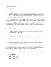 Earth Science Lab Report Earth Science Lab Report Location On Earth Use Figure On Page
