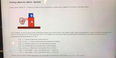 Solved Pushing A Block On A Block Symbols A Heavy Block