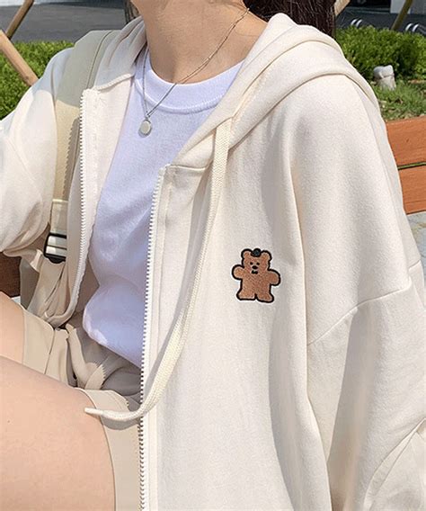 타이 베어 후드집업 🚀당일발송 💓리뷰극찬 오버핏집업 빅사이즈 긴팔 오버핏 빅사이즈 후드 집업 루즈핏 캐릭터 봄 아우터 봄아우터 봄옷 학생후드집업 교복후드집업 에이블리