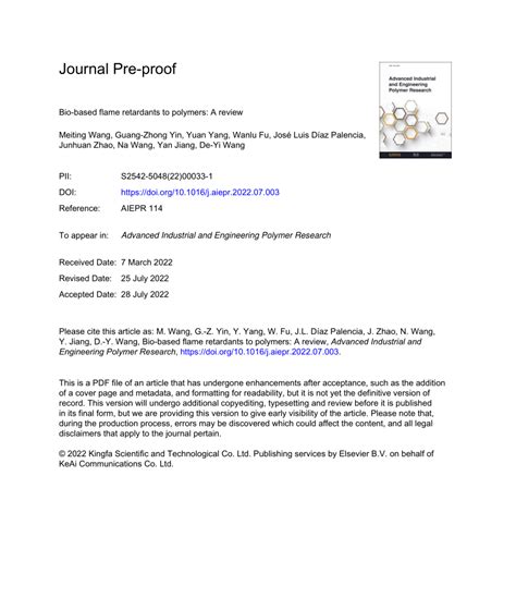 Pdf Bio Based Flame Retardants To Polymers A Review