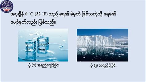 Grade 6 သိပ္ပံ၊ အခန်း ၂ ၊ ဒြပ် အပိုင်း ၅ ၊ ပျော်မှတ်၊ခဲမှတ်၊ဆူမှတ
