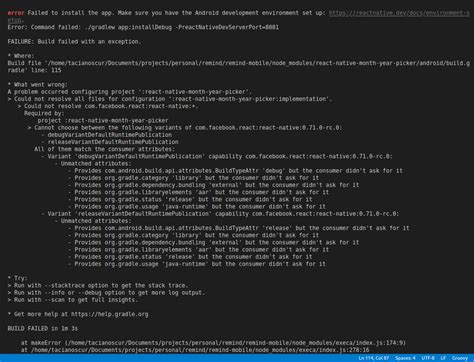 Error When Building App Could Not Resolve All Files For Configuration React Native Month