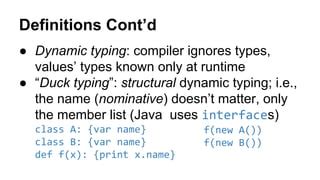 Static Vs Dynamic Types PPT