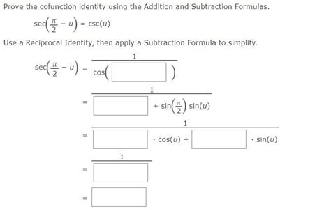 Solved Prove The Cofunction Identity Using The Addition And