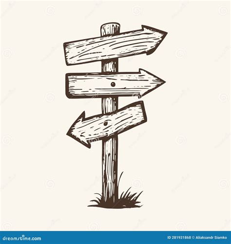 Vintage Wooden Signpost Directional Arrow Vector Illustration Stock Vector Illustration Of