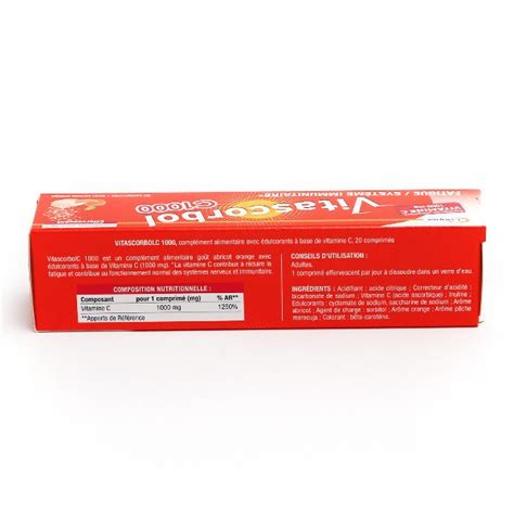 Vitascorbol Vitamine C 1000 Mg Comprimés Effervescents Goût Orange