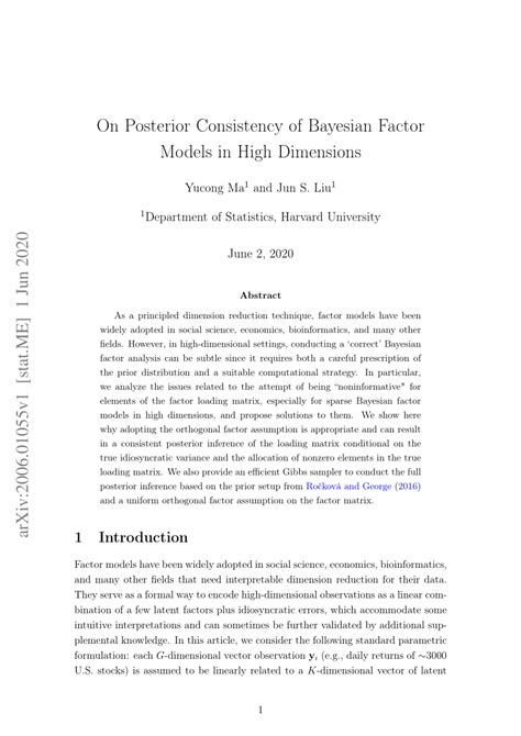 Pdf On Posterior Consistency Of Bayesian Factor Models In High Dimensions
