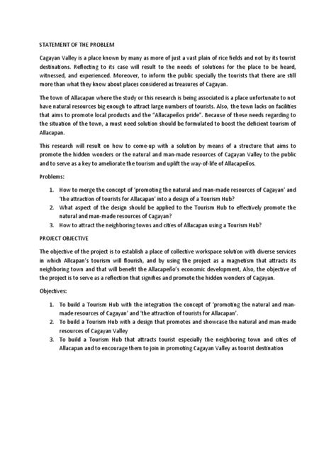 Statement Of The Problem Pdf Tourism