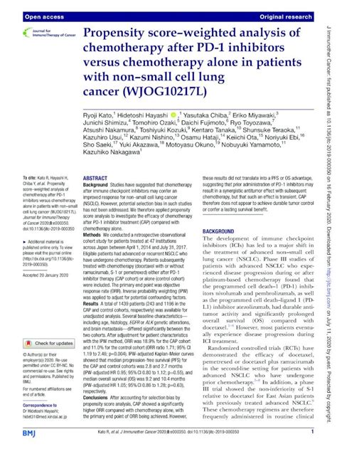 Pdf Propensity Score Weighted Analysis Of Chemotherapy After · Randomized Controlled