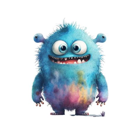 Süß Monster Clip Art Aquarell Ai Generativ 23953713 Png
