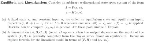 Solved Equilibria And Linearization Consider An Arbitrary N