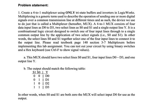 solved 1 create a 4 to 1 multiplexer using only tri state