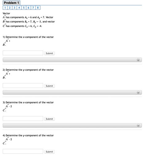 Solved Problem 1 1 2 3 4 5 6 7 8 Vector A Has Components Ax