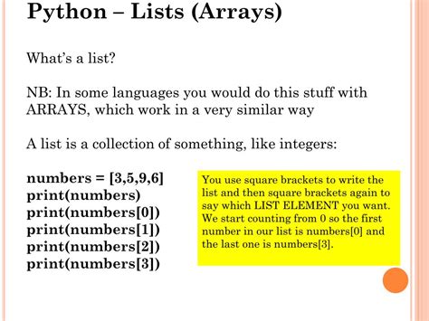 Ppt Python Lists Arrays Whats A List Powerpoint Presentation Id4169683