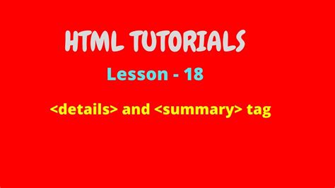 How To Use Details And Summary Tag Using Html Youtube