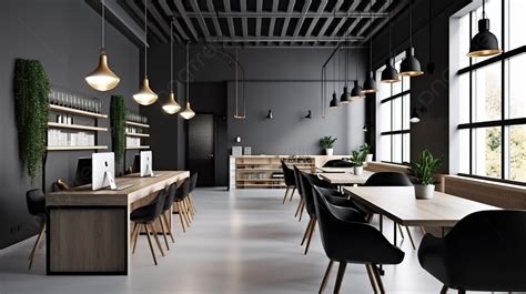 개방형 노트북이 있는 현대적인 커피숍 공동 작업 공간의 매끄럽고 능률적인 3d 렌더링 노트북 테이블 작업 공간 모형 노트북