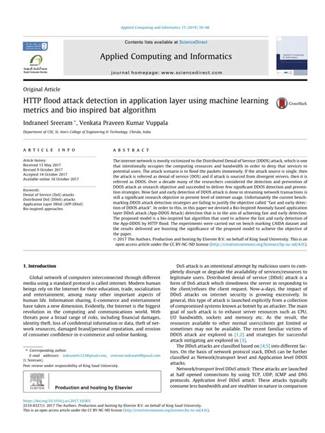 Pdf Flood Attack Detection In Application Layer Using Machine