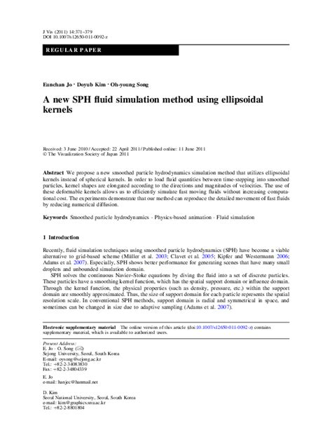 pdf a new sph fluid simulation method using ellipsoidal kernels