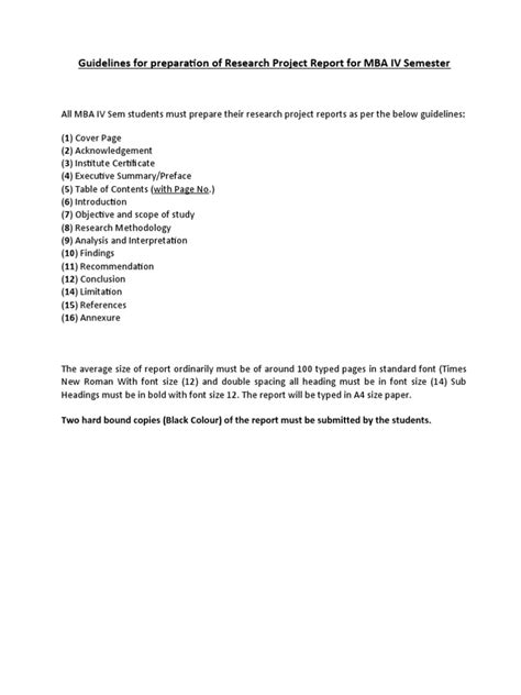 Guidelines For Preparation Of Research Project Report Pdf