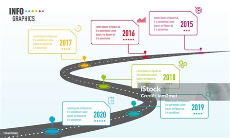 프로젝트 로드맵 타임라인 인포그래픽 6년 요약 기간 이정표 및 성과 생애주기에 대한 스톡 벡터 아트 및 기타 이미지 생애주기 타임라인 계획 Istock