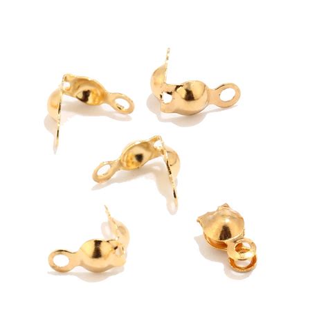 Badu Bg 200 бр 304 златни мъниста от неръждаема стомана Накрайници за възли за изработка на