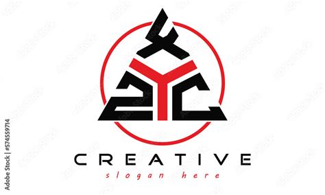 Zxc Three Letter Creative Triangle Shape In Circle Logo Design Vector Template Typography Logo