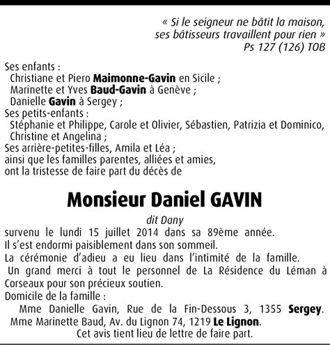 Daniel Gavin Hommages