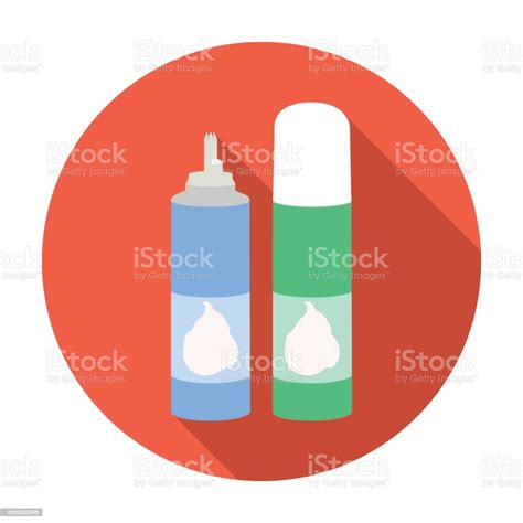 흰색 배경에 고립 된 평면 스타일의에 어로 졸 캔 아이콘에 휘 핑 크림 우유 제품과 달콤한 상징 스톡 벡터 일러스트입니다 캔에