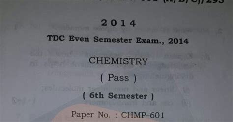 Chemistry Apss 6th Sem Assam University Question Paper Sitwithsir
