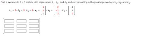Solved Find A Symmetric 3×3 Matrix With Eigenvalues λ1′ λ2′