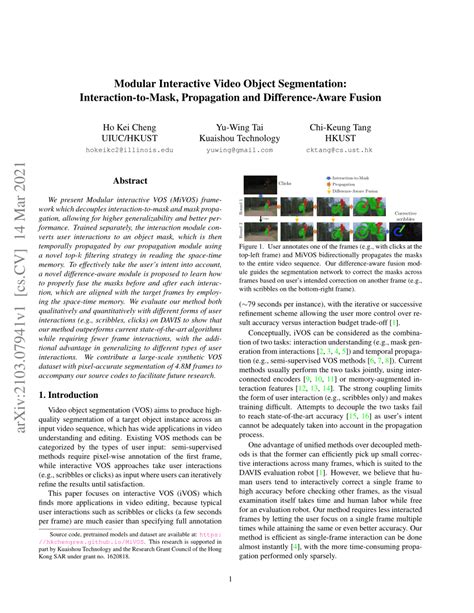 pdf modular interactive video object segmentation interaction to mask propagation and