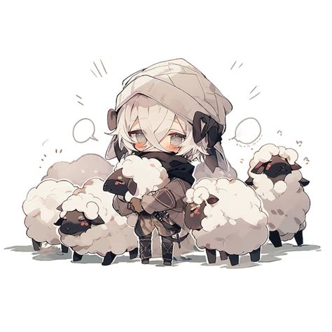 Premium Ai Image A Cartoon Of A Woman Hugging A Group Of Sheep