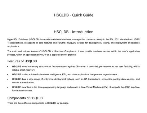 Solution Hsqldb Quick Guide Studypool