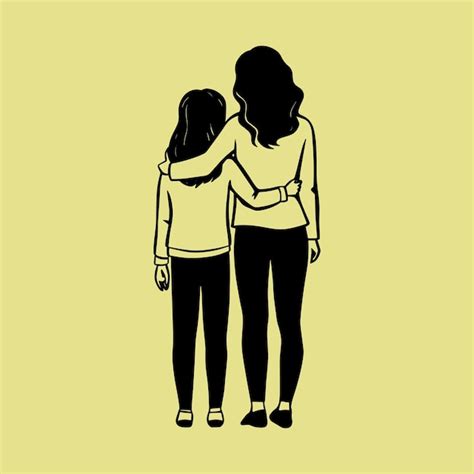 Madre E Hijo Amor Silueta Plana Fondo Blanco Vector Premium