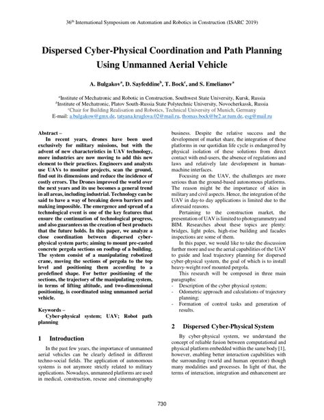 Pdf Dispersed Cyber Physical Coordination And Path Planning Using Unmanned Aerial Vehicle