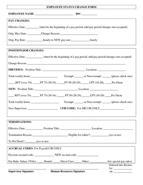 Payroll Change Form Template Word