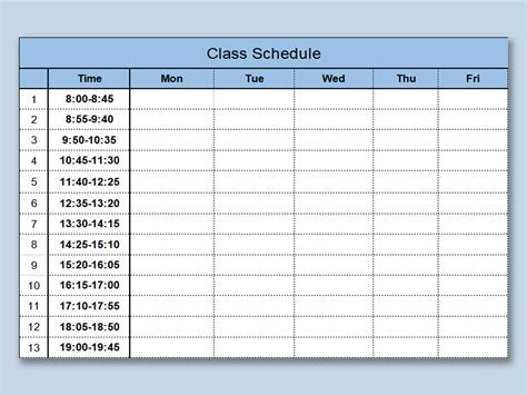 Excel Of Class Schedule Curriculumxls Wps Free Templates