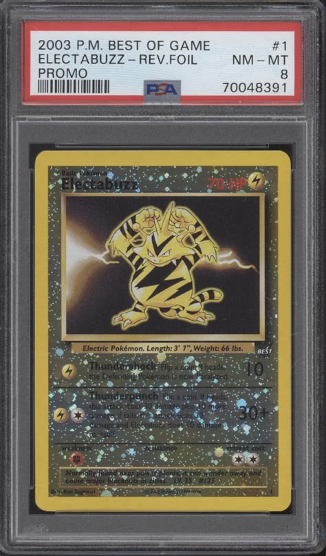 Electabuzz Pokemon Best Of Game Promo Reverse Foil 1 Psa 8